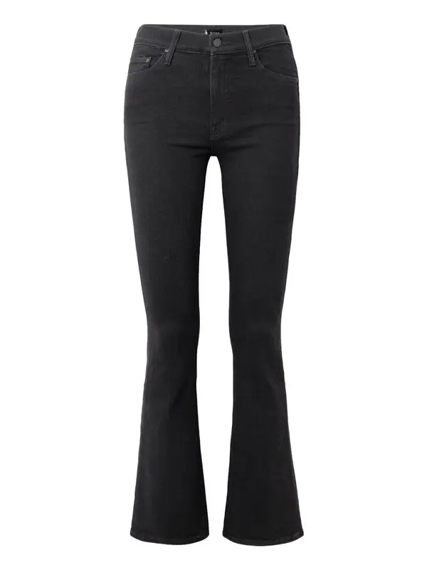 MOTHER The Weekender Mid-rise Flared Jeans - Black