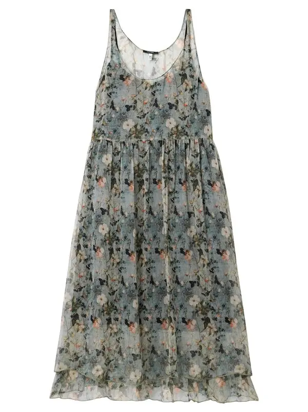 R13 Floral-print Silk-crepon Midi Dress - Multi