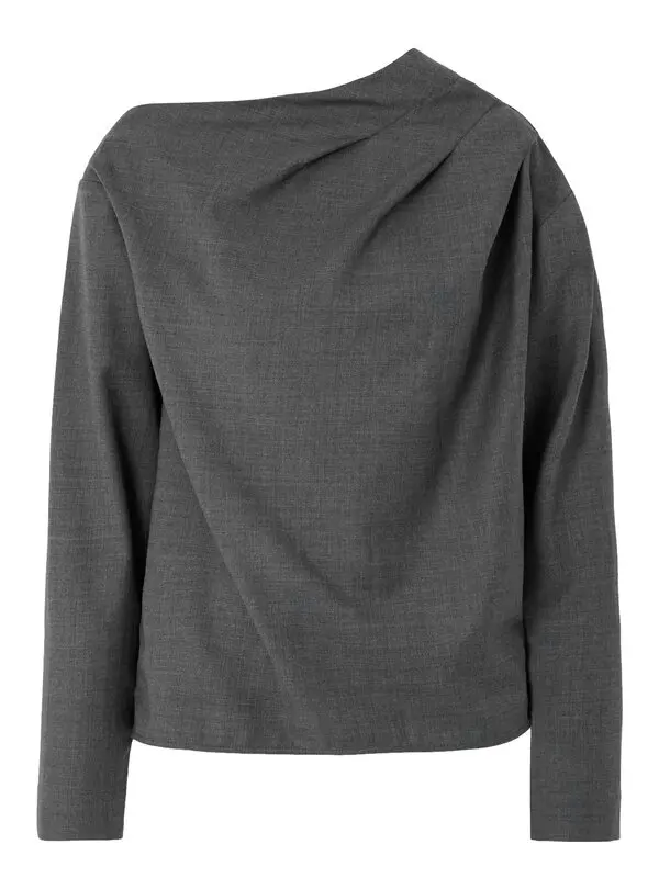 Loulou De Saison Mauris Asymmetric Wool Top - Gray