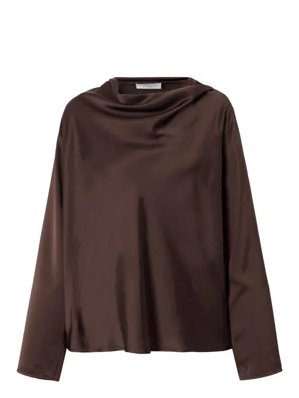 Loulou De Saison Riddy Oversized Draped Satin Blouse - Brown