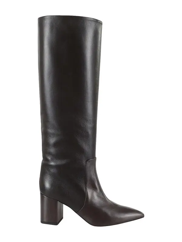 Paris Texas Knee High Block Heel Boots - Ebony