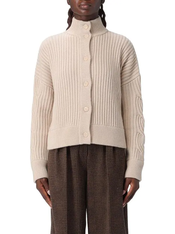 Max Mara Ribbed Knit Button-up Cardigan - Beige