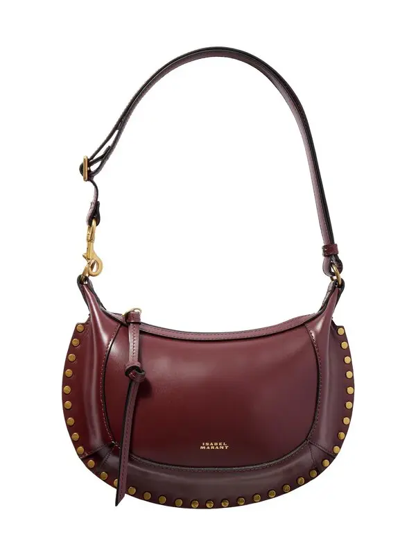 Isabel Marant Oskan Moon Studded Leather Shoulder Bag - Brown