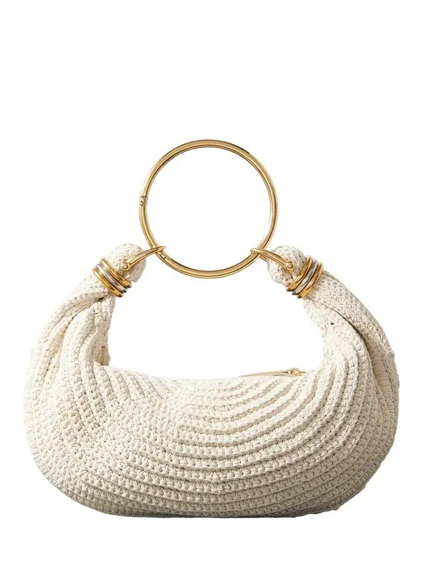 Chloé Bracelet Small Embellished Crocheted Shoulder Bag - Ivory