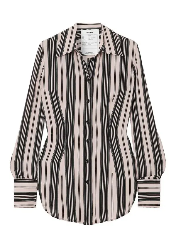 BETTTER Rowan Striped Crepe Shirt - Black