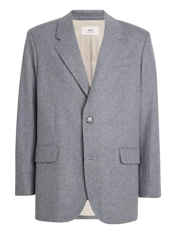 AMI Paris Wool Oversized Blazer - Grey