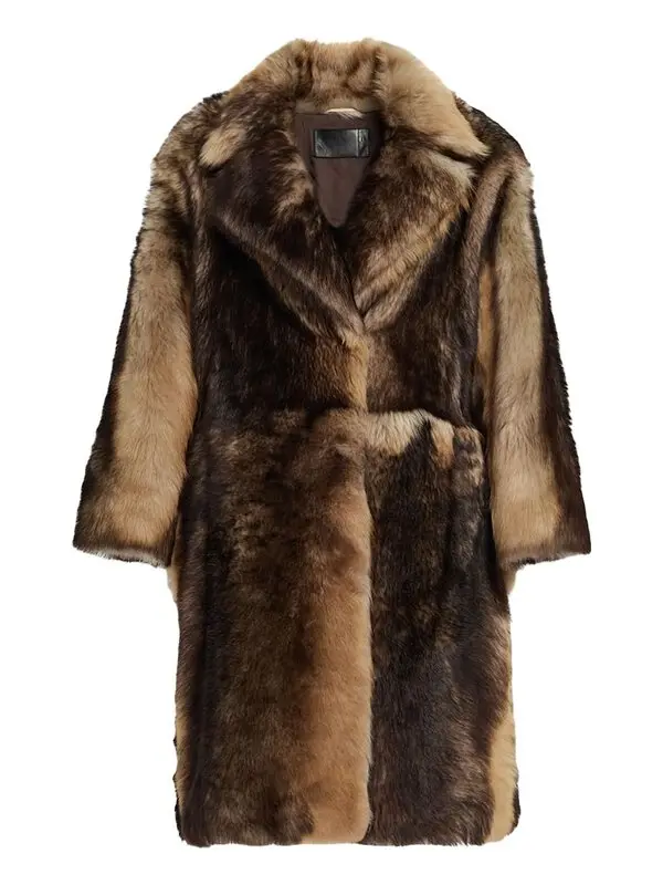 NILI LOTAN Ingrid Shearling Coat - Brown