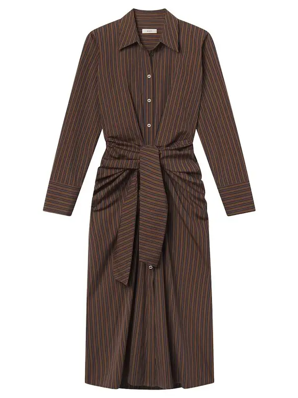 A.L.C. Mila Pinstripe Draped Shirt Dress - Brwpat