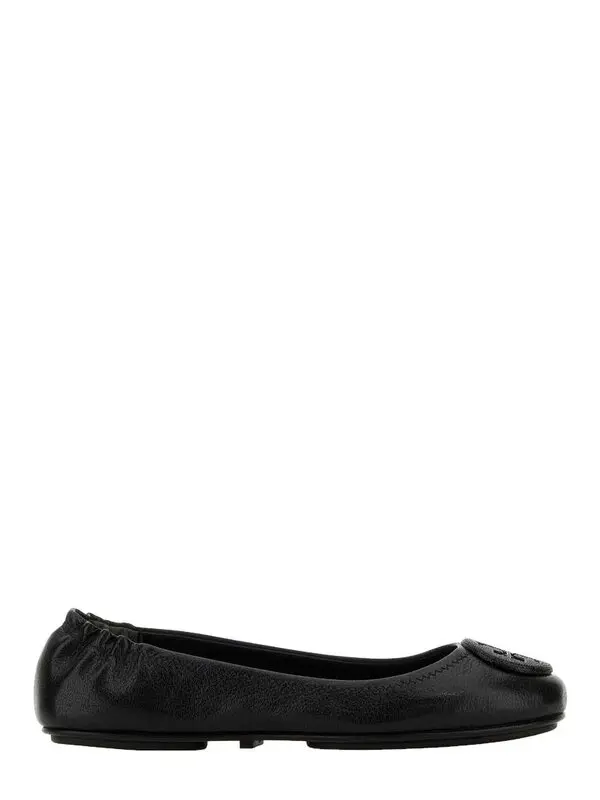 Tory Burch Minnie Travel Leather Ballet Flats - Black