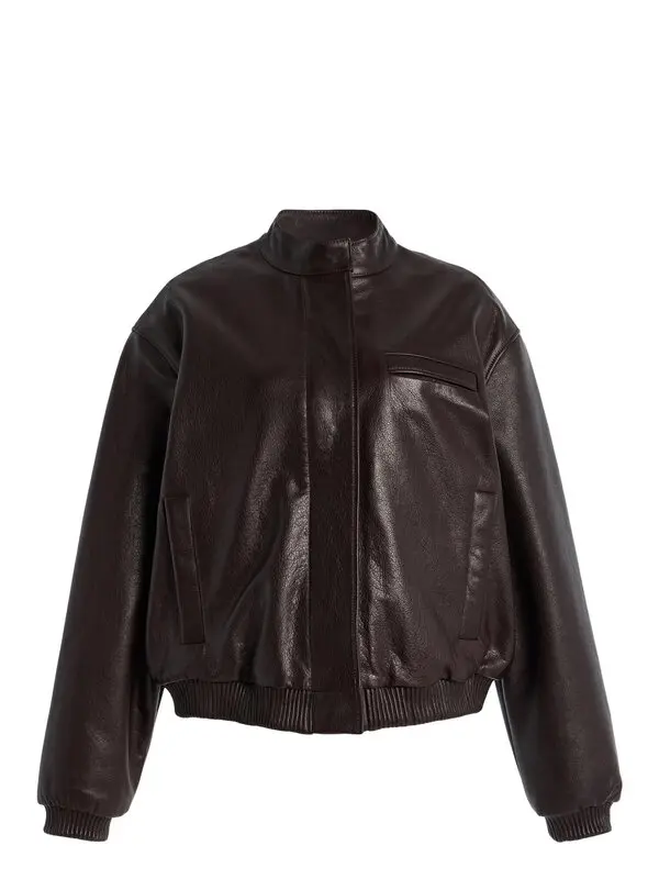 Loulou De Saison Marlow Leather Bomber Jacket - Brown