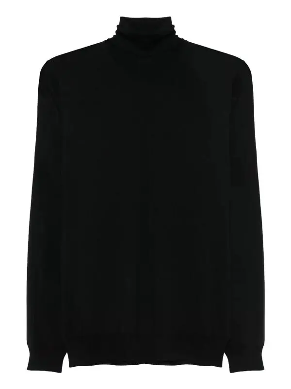 LARDINI Turtleneck Wool Sweater - Black