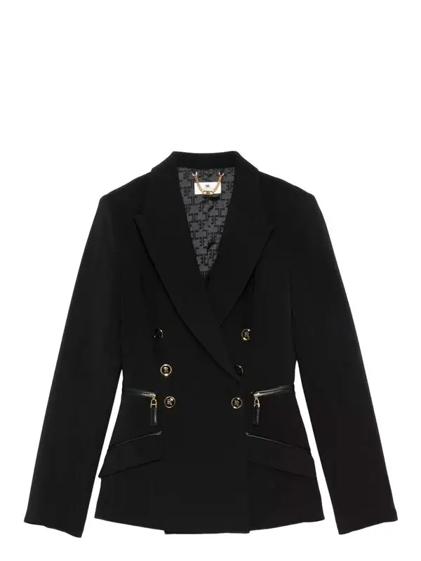 Elisabetta Franchi Double-breasted Blazer With Zip Detail - Black