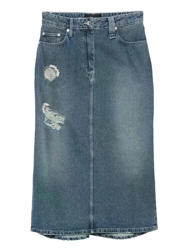 Simone Rocha Distressed-effect Midi Skirt - Blue