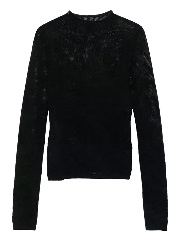 Patrizia Pepe Lace Crew-neck Sweater - Black