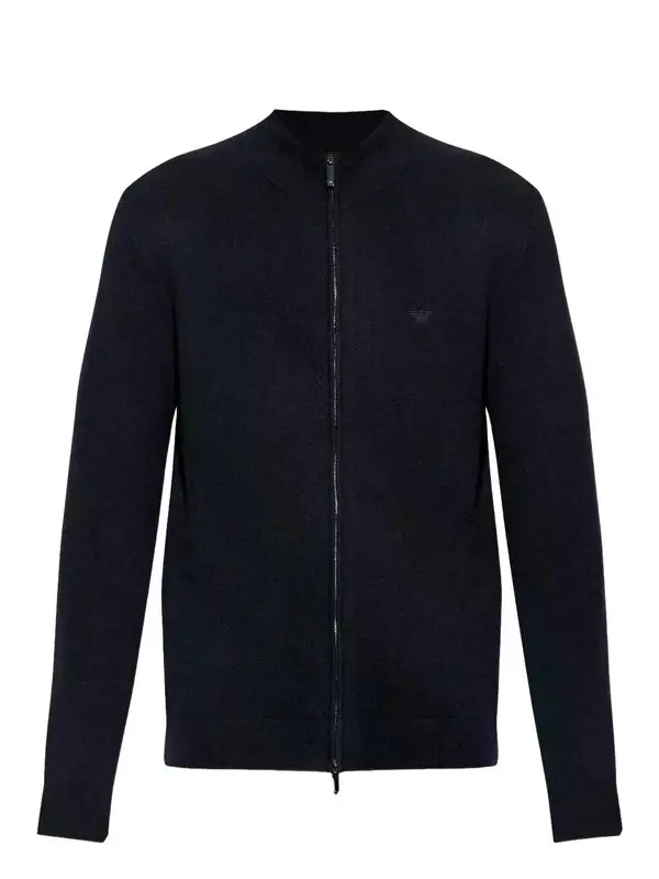 Emporio Armani Zip-front High-neck Cardigan - Blue