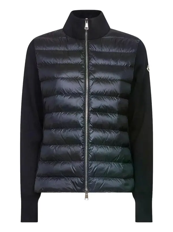 Moncler Knitted-sleeve Padded Jacket - Blue