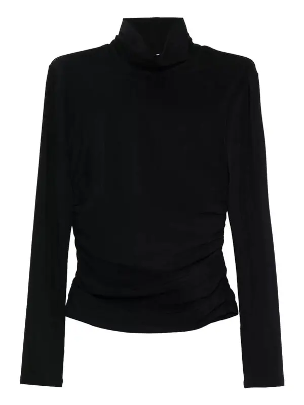 Patrizia Pepe Turtleneck Gathered-waist Top - Black