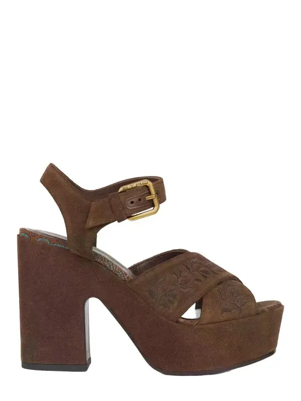 Etro 115mm Suede Platform Sandals - Brown