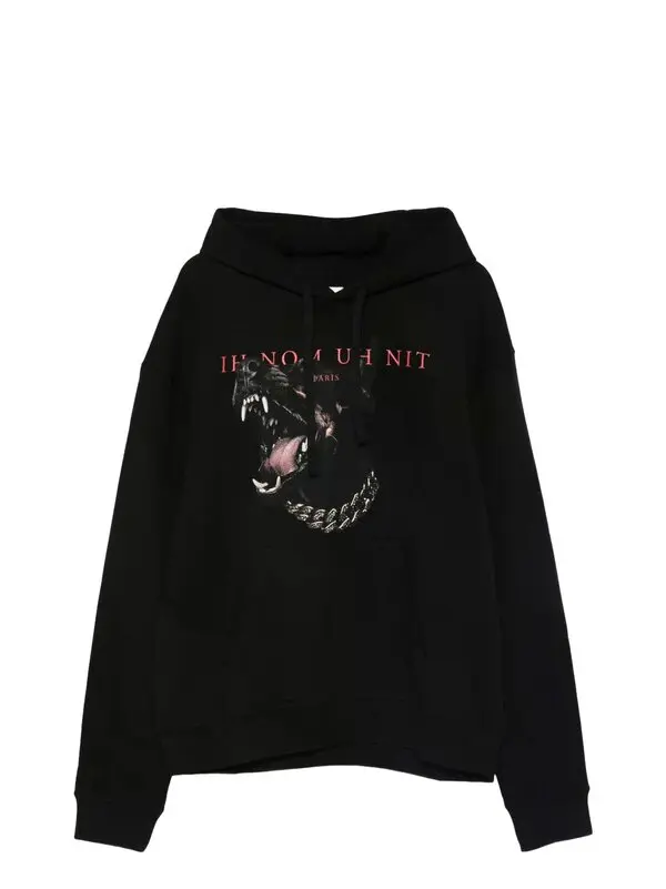 IH NOM UH NIT Dog-print Cotton Hoodie - Black