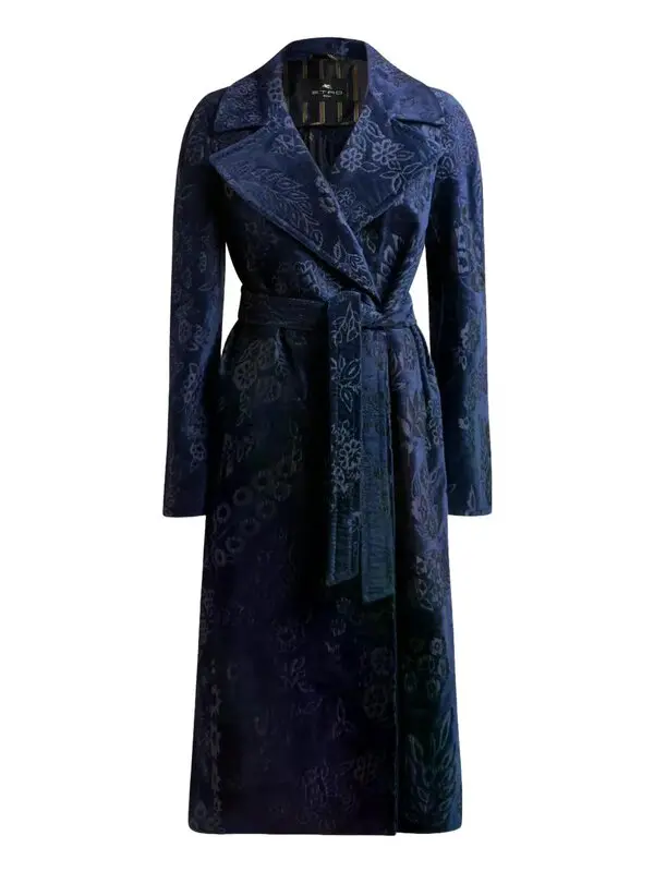 Etro Floral Jacquard Chenille Coat - Blue