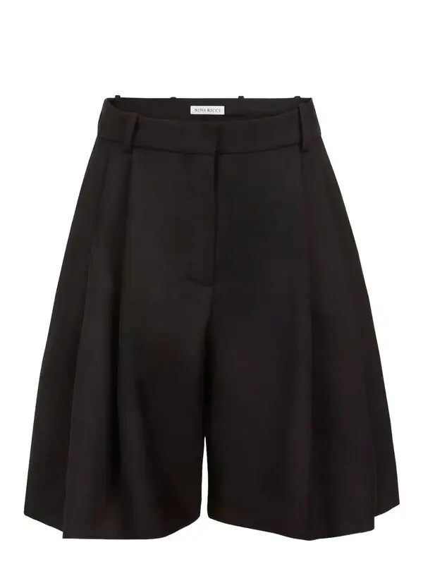 Nina Ricci Pleated High-waisted Shorts - Black