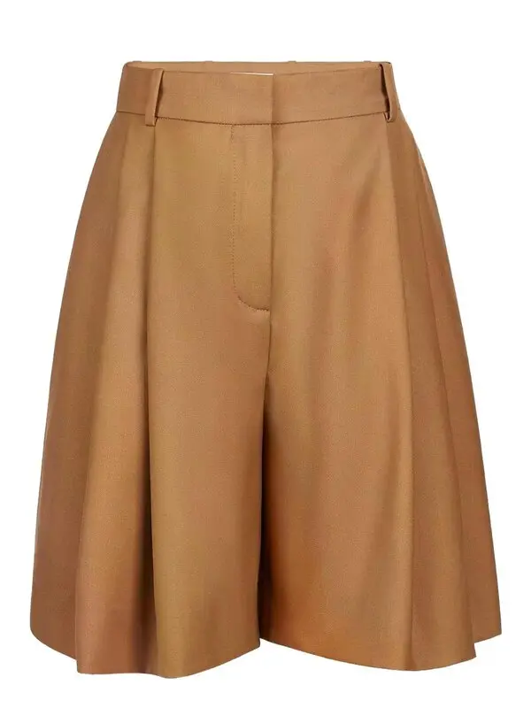 Nina Ricci Pleated High-waisted Shorts - Brown