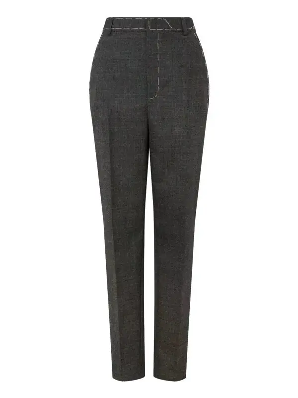 Moschino Contrast-stitch Wool Trousers - Grey