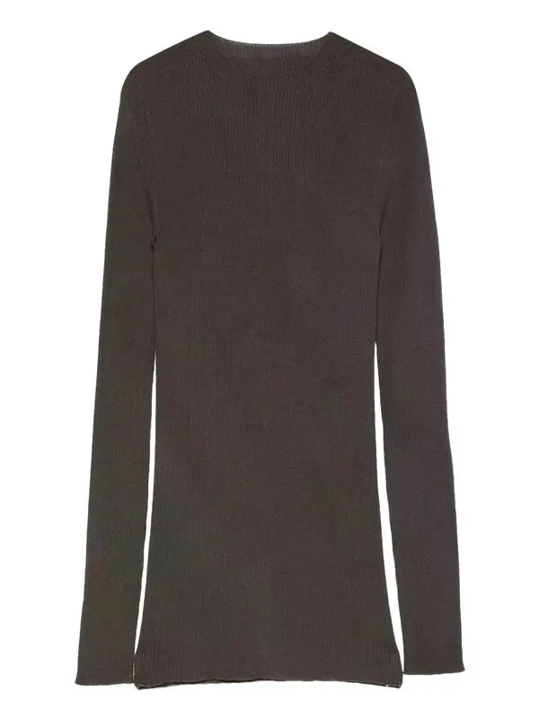 Rick Owens Ribbed Wool T-shirt - Brown