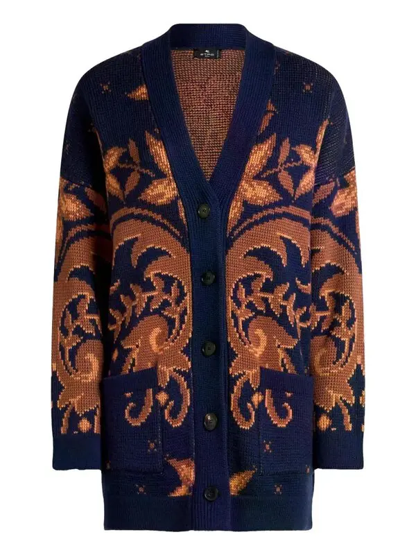 Etro Wool Jacquard Cardigan - Blue