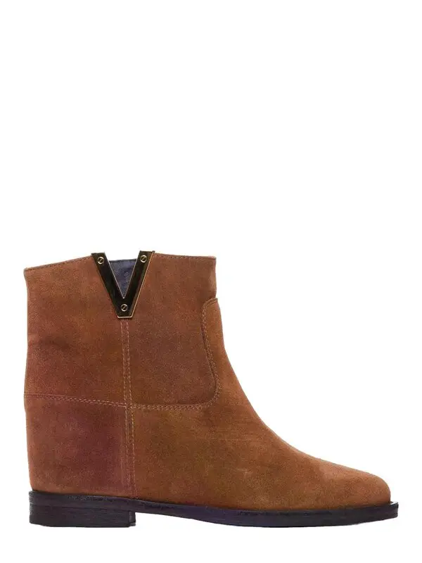 VIA ROMA 15 Suede Boots With V-detail - Brown
