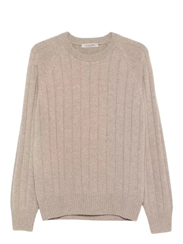 FILERIA Ribbed Crew-neck Sweater - Neutrals