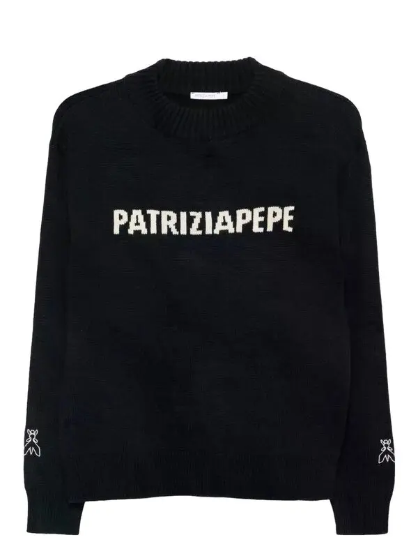 Patrizia Pepe Logo Crew-neck Sweater - Blue