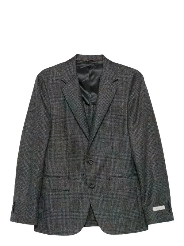 Canali Checked Wool Blazer - Grey
