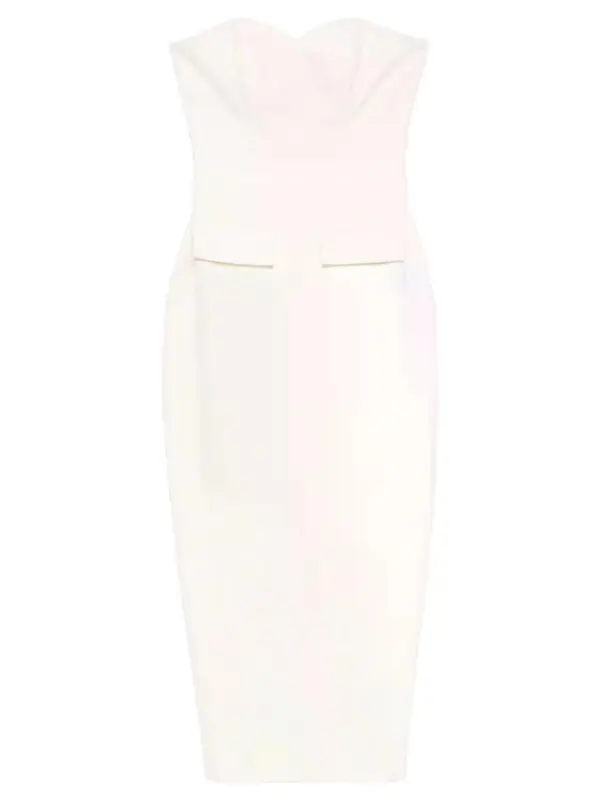 VESTIAIRE D'UN OISEAU LIBRE Flap-pocket Strapless Midi Dress - White