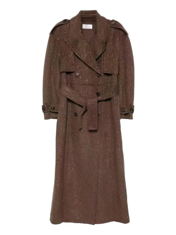 Giuseppe Di Morabito Crystal-embellished Double-breasted Trench Coat - Brown