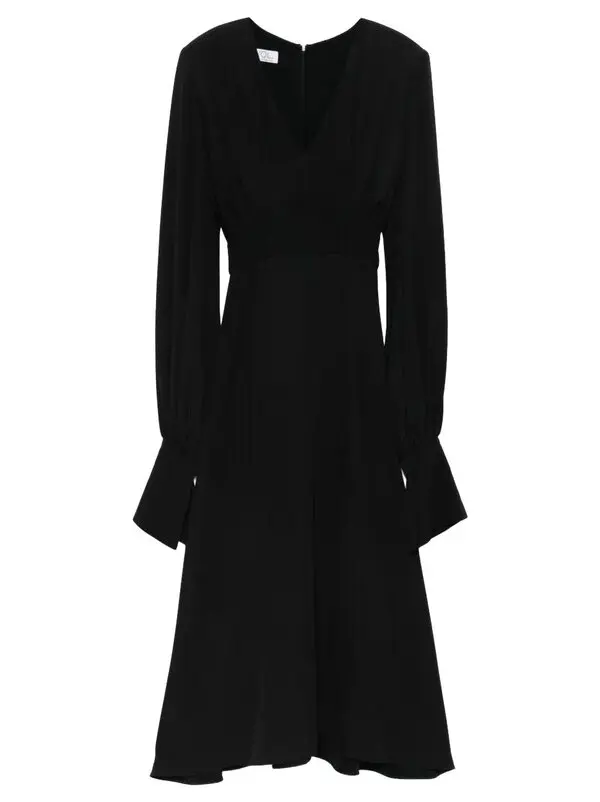 VESTIAIRE D'UN OISEAU LIBRE Venice V-neck Flared Midi Dress - Black