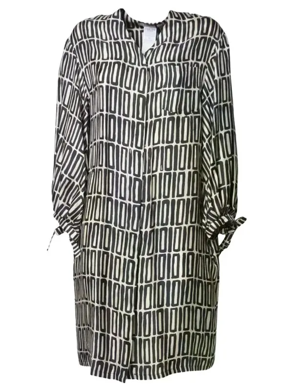 Max Mara Geometric-print Tie-cuff Dress - Black