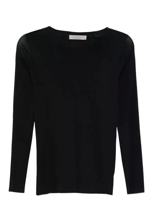 D.exterior Mesh-insert Long-sleeve Top - Black