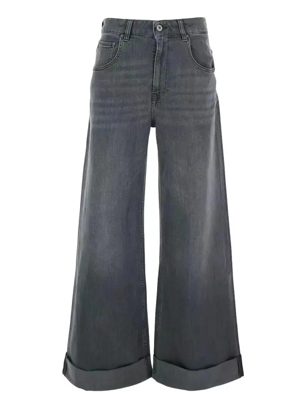 Ag Wide Leg Cuffed Jeans - Grey