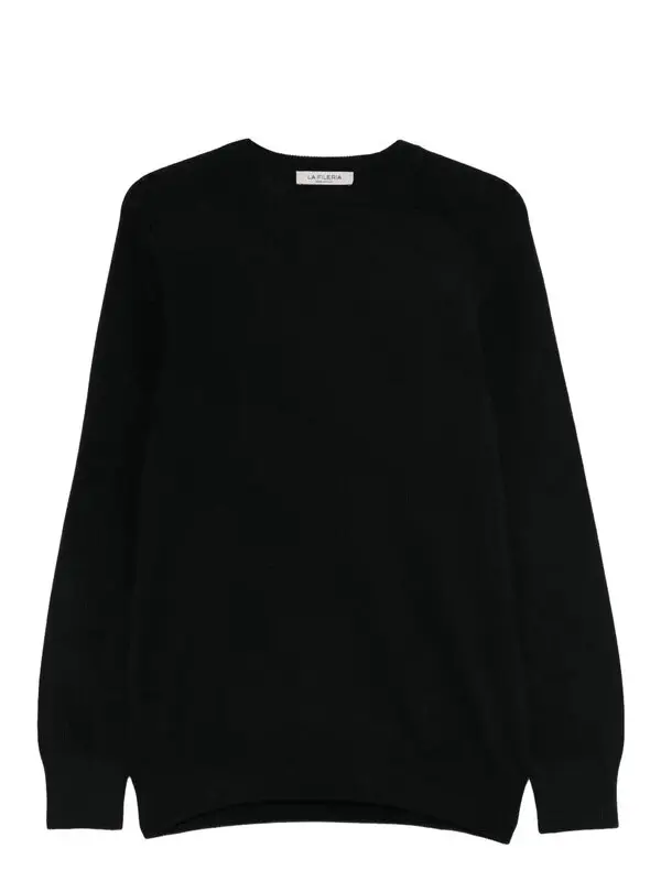 FILERIA Ribbed Crew-neck Sweater - Black