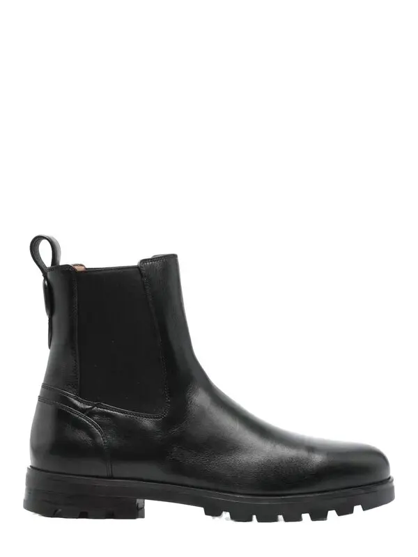 Santoni Elastic-panel Leather Boots - Black