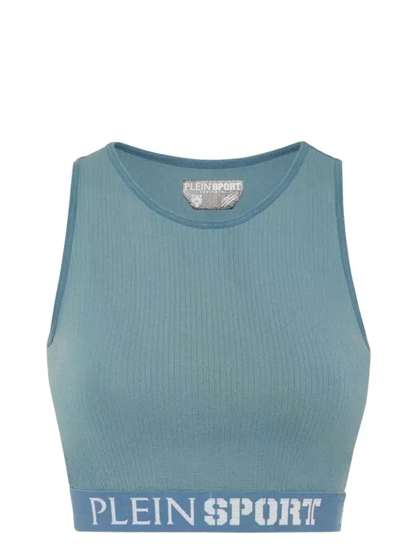 PLEIN SPORT Ribbed Sports Bra - Blue