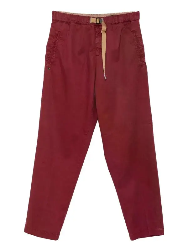 WHITE SAND Belted Pocket Trousers - Red