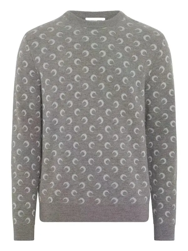 MARINE SERRE Moon-jacquard Knit Sweater - Grey