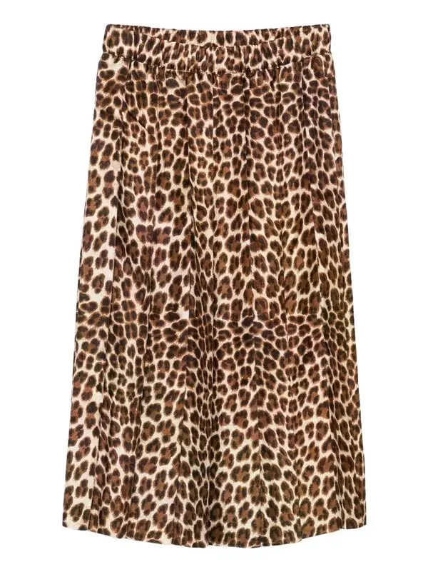 P.a.r.o.s.h Pleated Leopard-print Midi Skirt - Brown