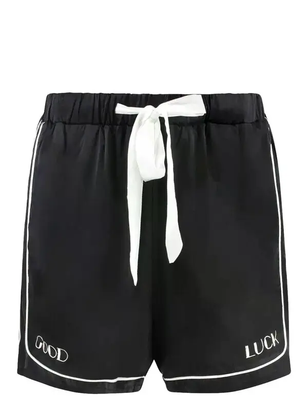MR. SATURDAY Piped-trim Silk Shorts - Black