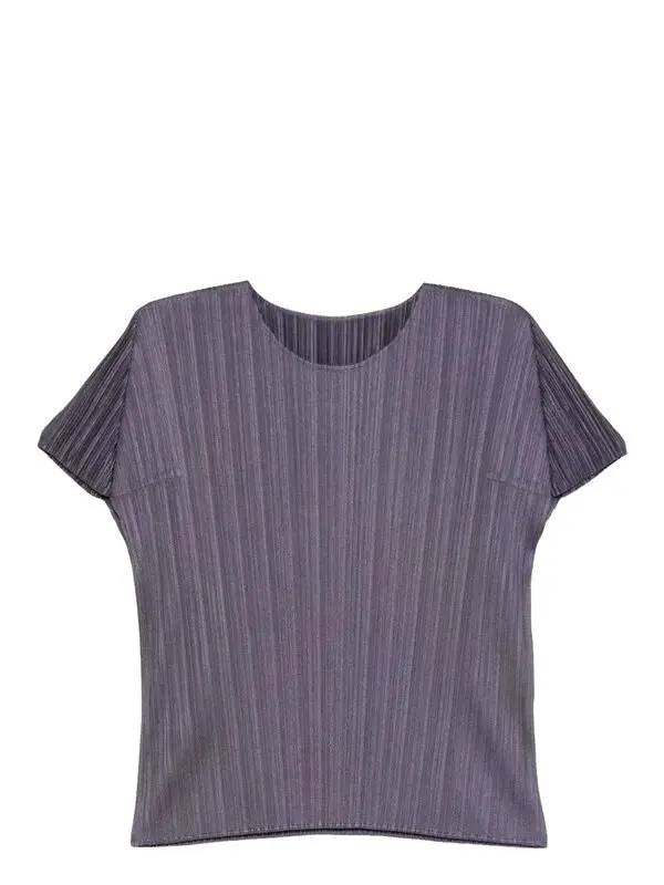 Issey Miyake Pleated Short-sleeved Top - Blue
