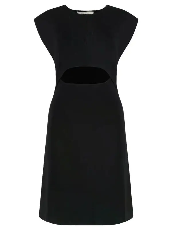YVES SALOMON Cut-out Ribbed Knit Mini Dress - Black