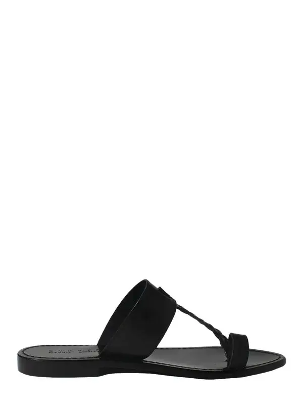CAPRI POSITANO SANDALS Positano Braided Leather Flat Sandals - Black