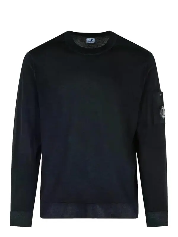 C.P. COMPANY Ribbed Crew-neck Pocket Sweater - Black